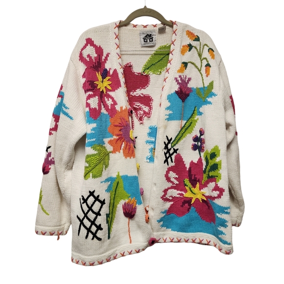 Storybook Knits | Sweaters | Vintage Storybook Knits Floral Cardigan ...